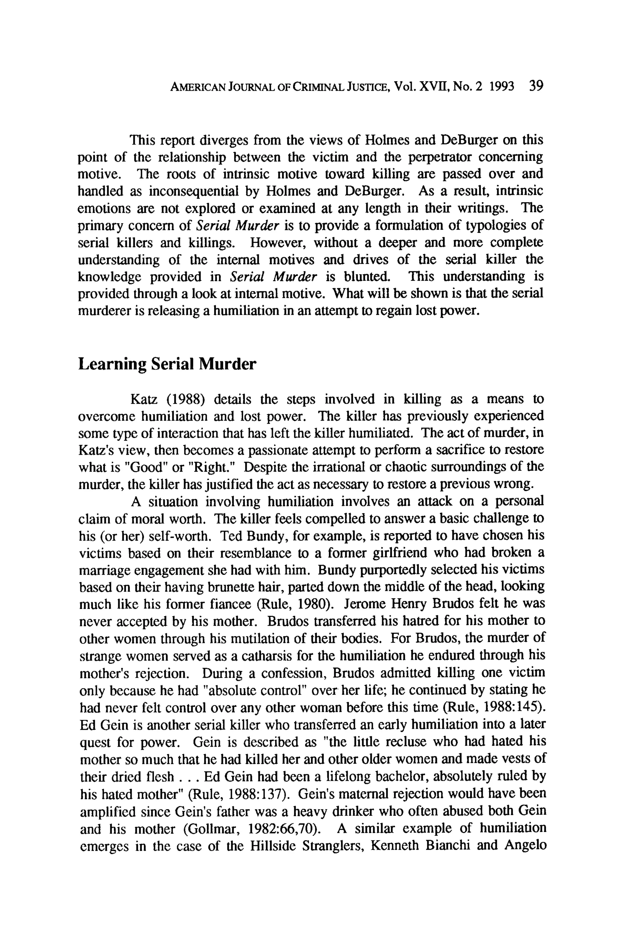 Application of learning theory to serial murder | PDF