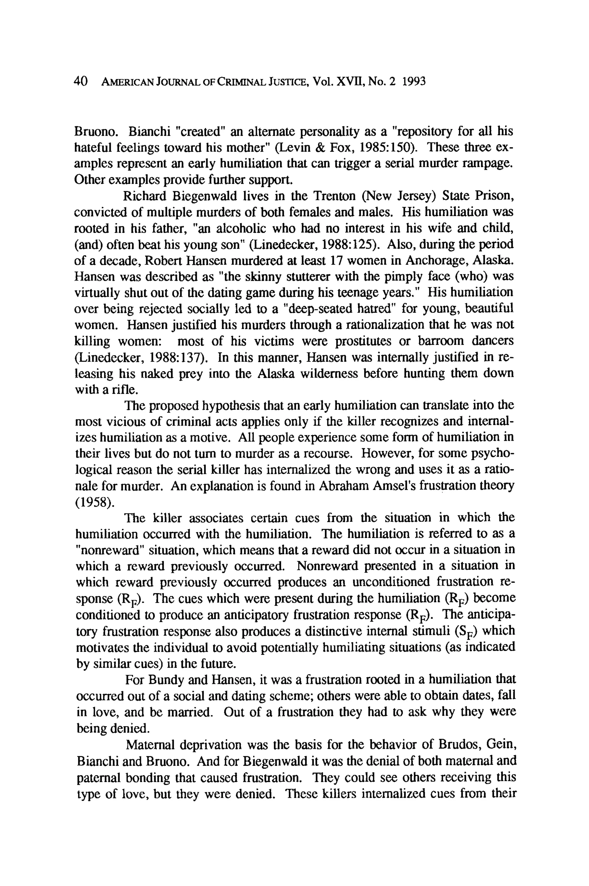 Application of learning theory to serial murder | PDF