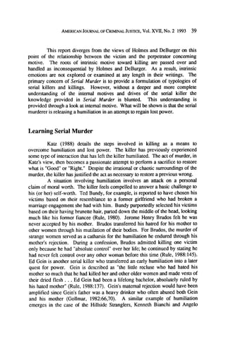 Application of learning theory to serial murder | PDF