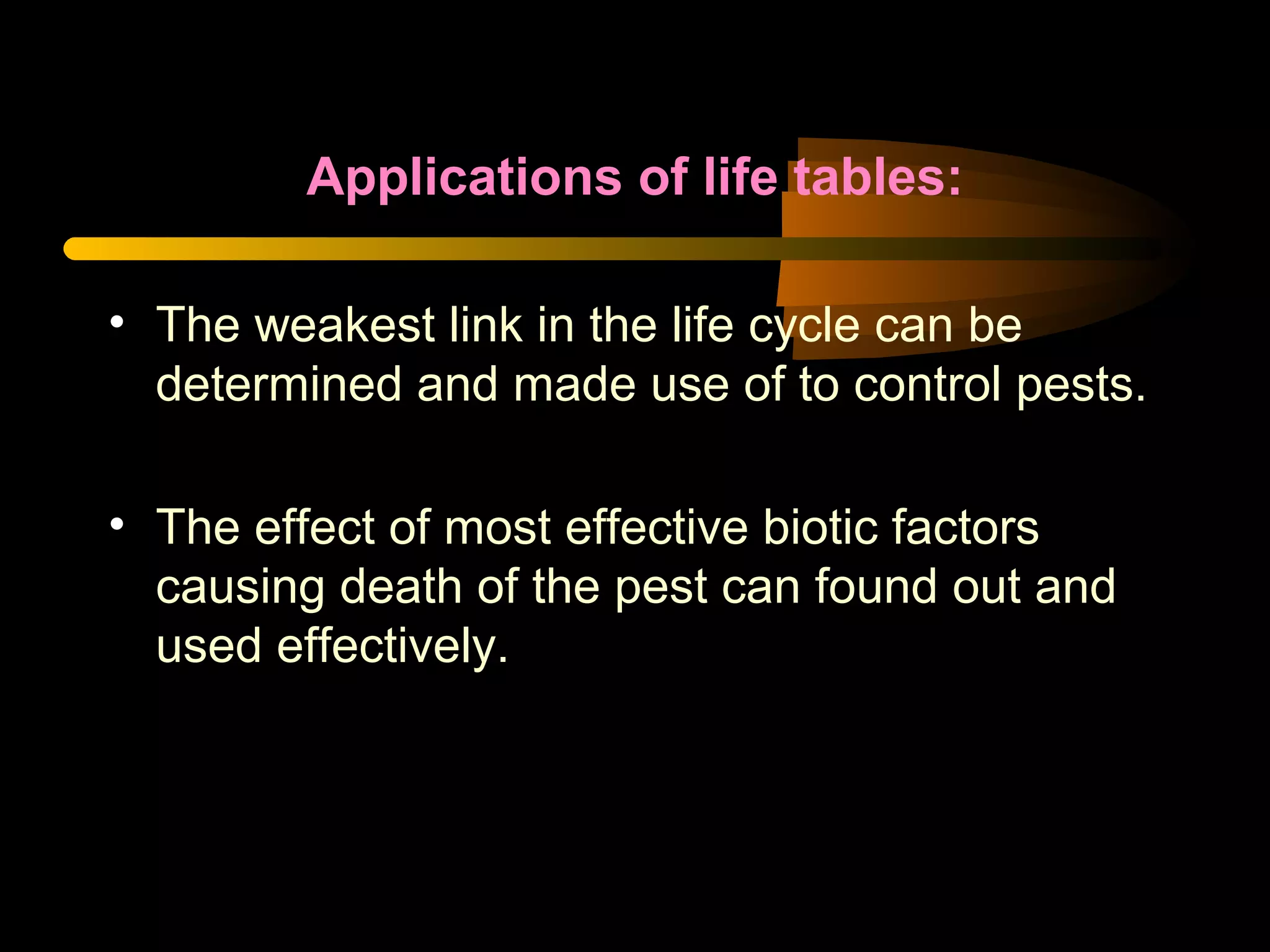 Application of life tables in insect pest management | PPT