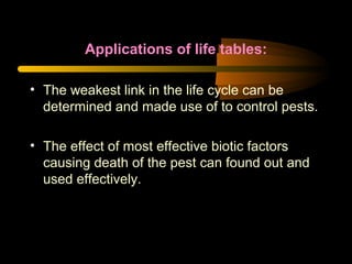Application of life tables in insect pest management | PPT