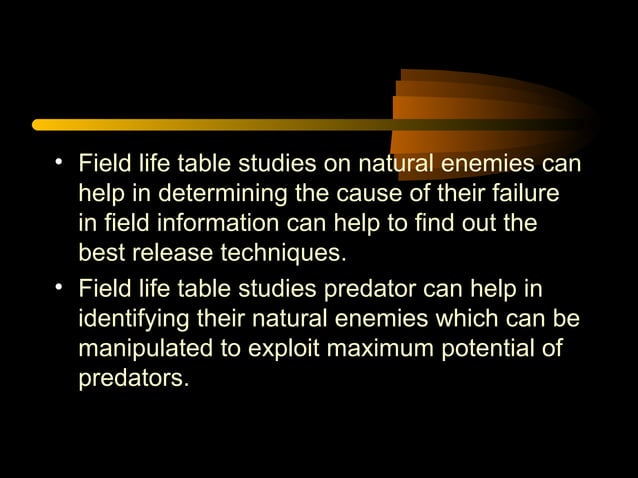 Application of life tables in insect pest management | PPT | Science