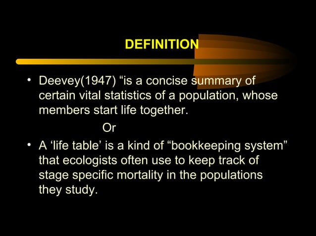 Application of life tables in insect pest management | PPT | Science