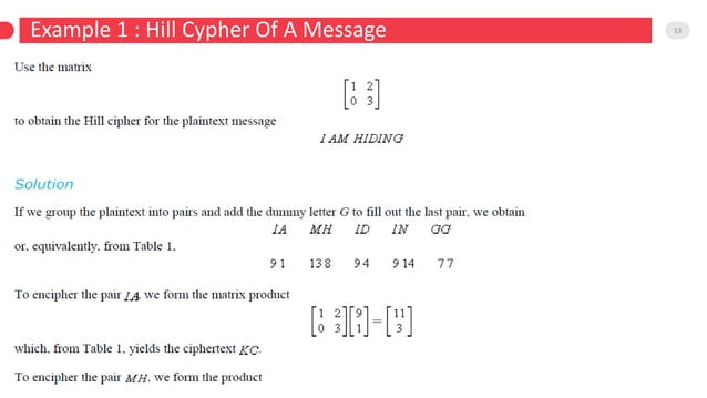 cryptography Application of linear algebra | PPTX | Information and Network Security | Computing