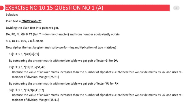 cryptography Application of linear algebra | PPTX | Information and ...