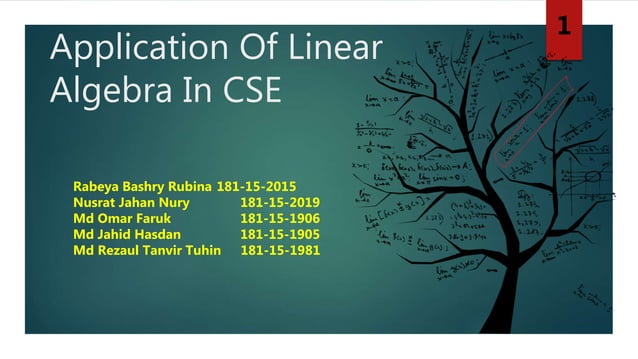 Application of linear algebra in cse | PPTX | Computing | Technology & Computing