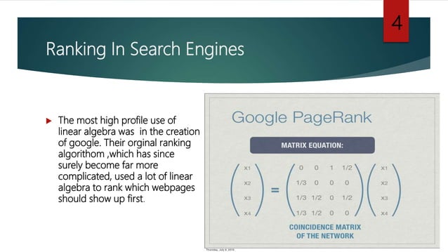 Application of linear algebra in cse | PPTX | Computing | Technology & Computing