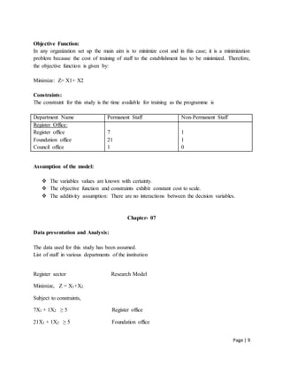 Application of linear programming technique for staff training of ...