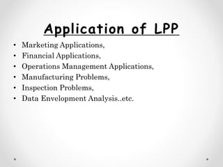 Application of lpp in marketing | PPTX