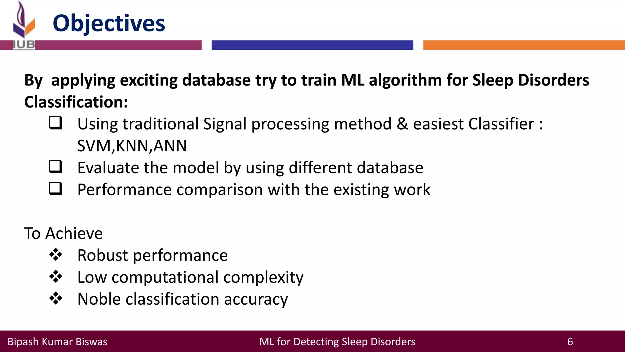 EEE400 1st Trimester Progress Presentation on Sleep Disorder Classification | PPTX