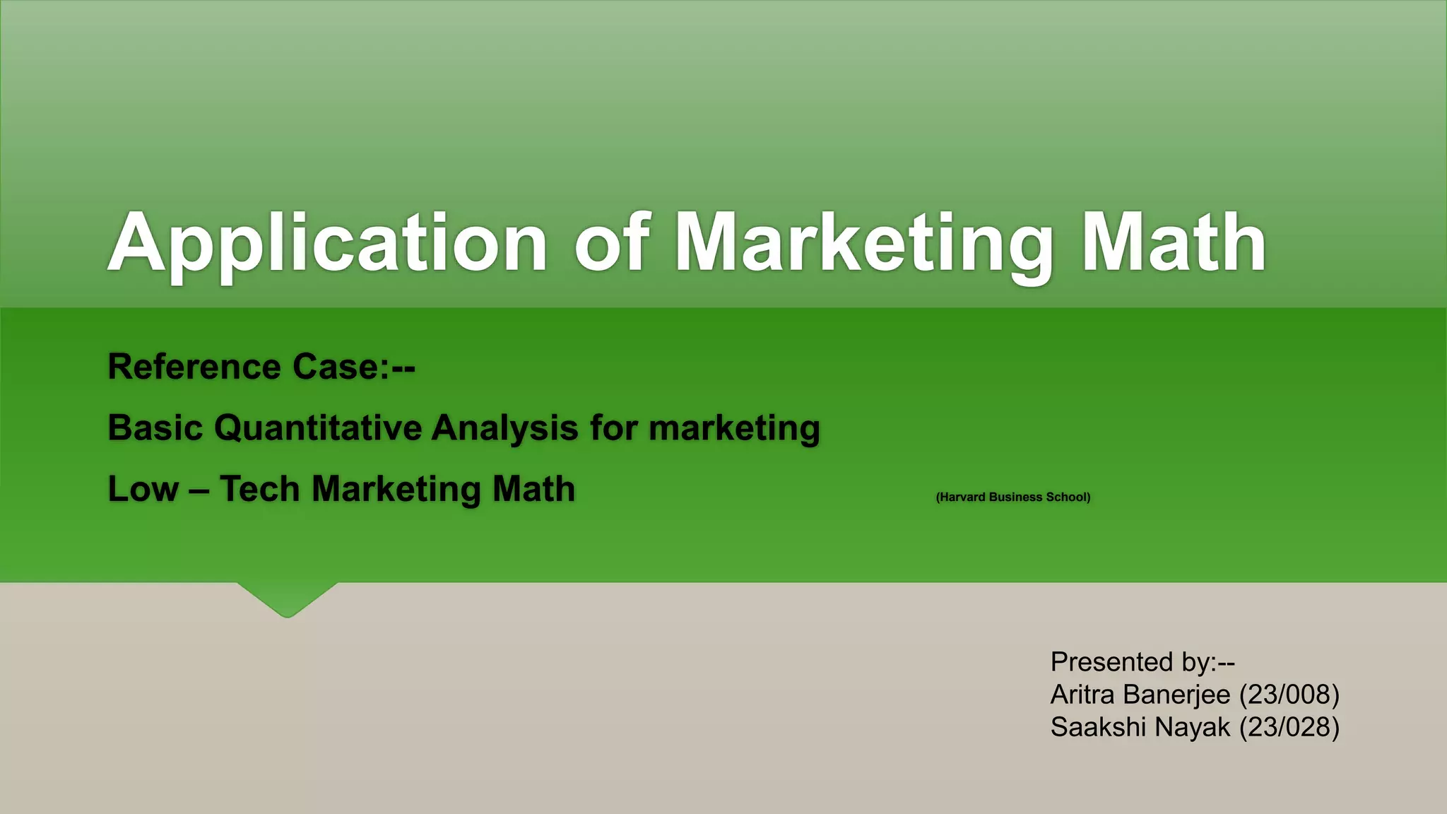 Application of marketing math | PPTX
