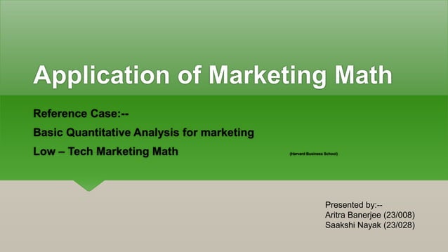 Application of marketing math | PPTX
