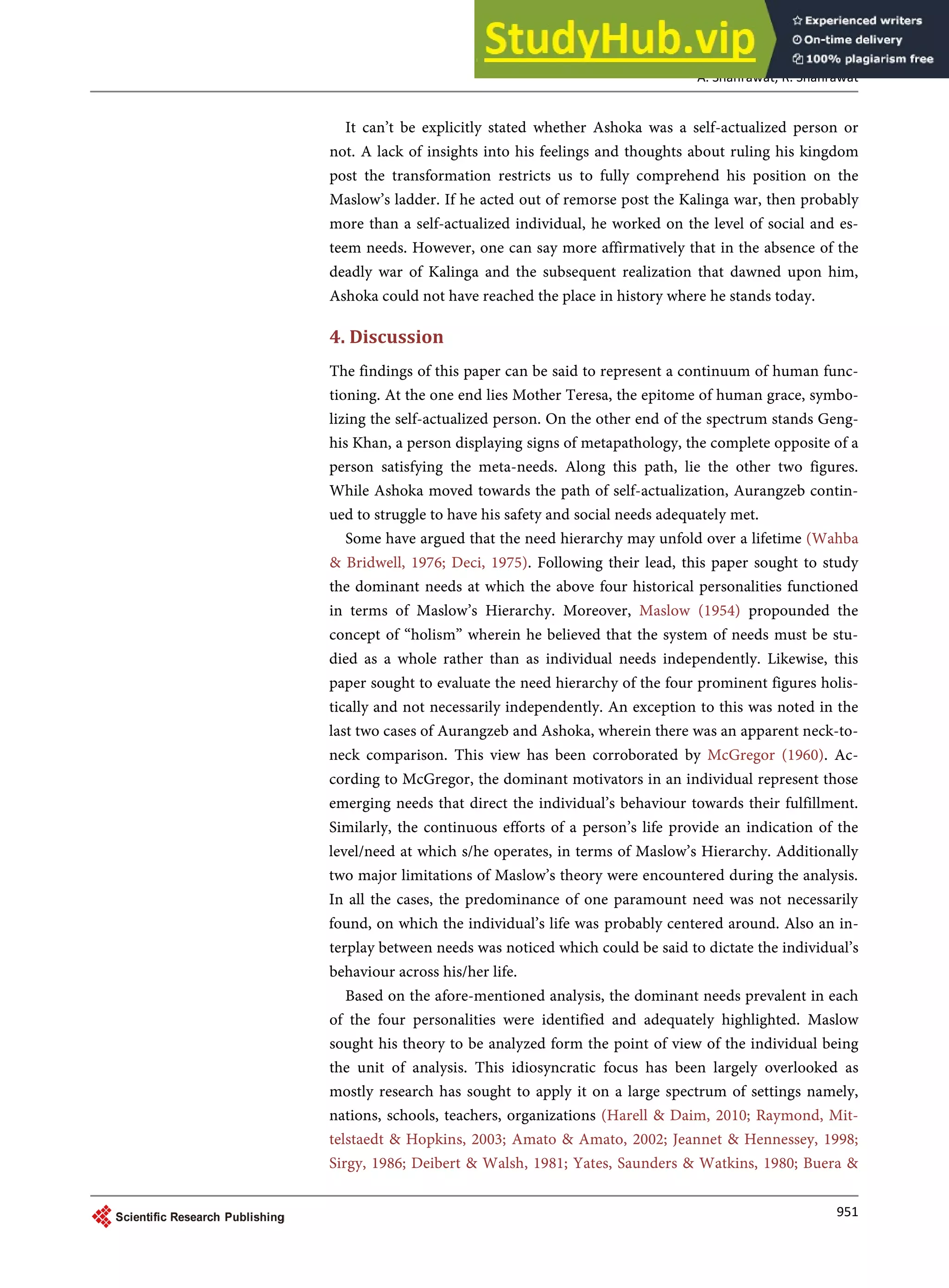 Application Of Maslow S Hierarchy Of Needs In A Historical Context Case ...