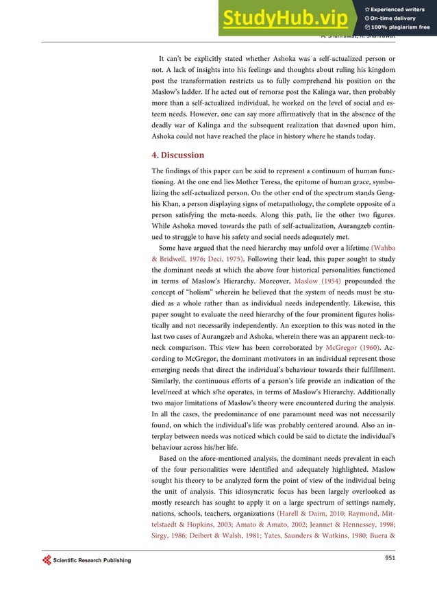 Application Of Maslow S Hierarchy Of Needs In A Historical Context Case ...