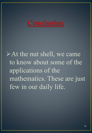 Application of mathematics in daily life | PPTX