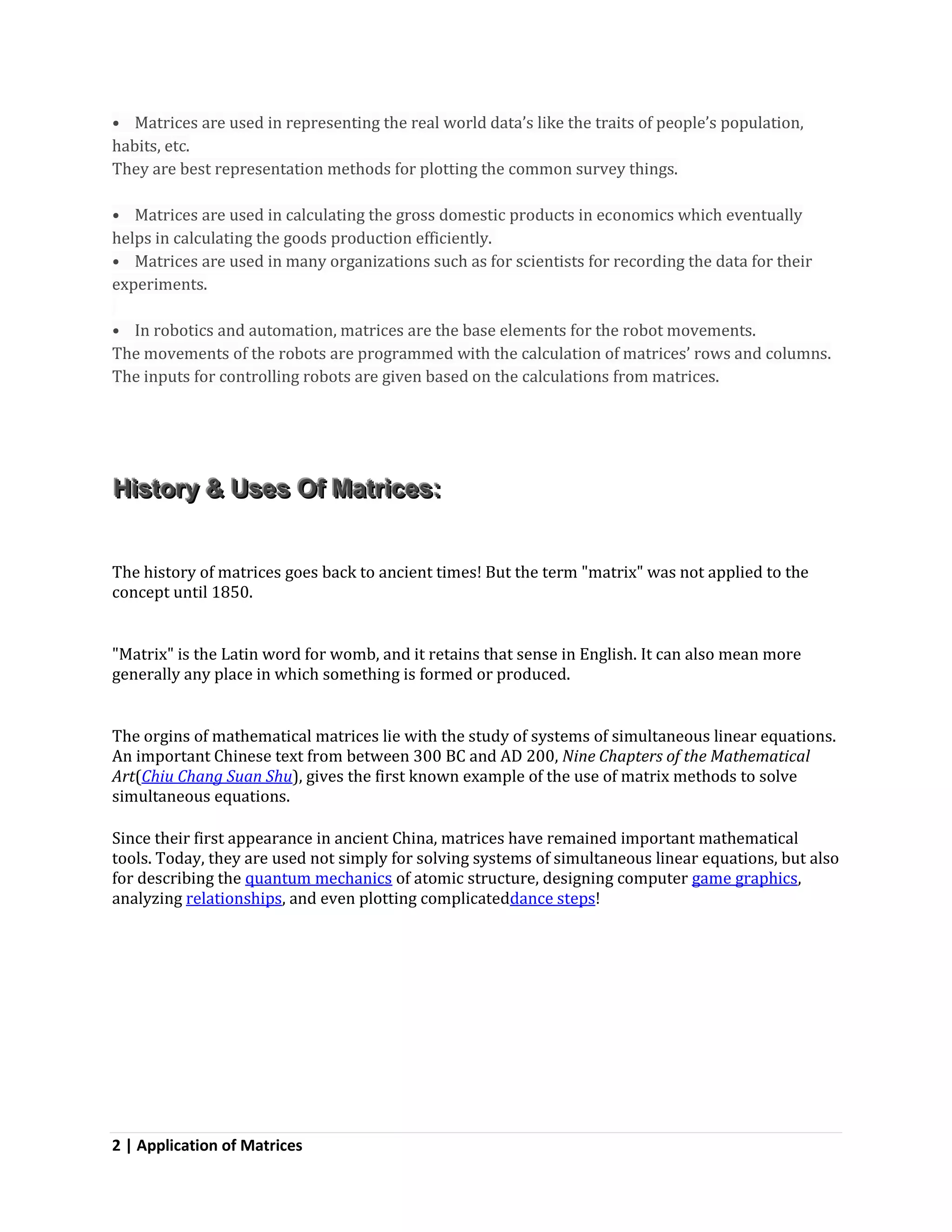 Application of matrices in real life | DOCX