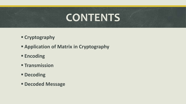Application Of Matrices On Cryptography Ppt