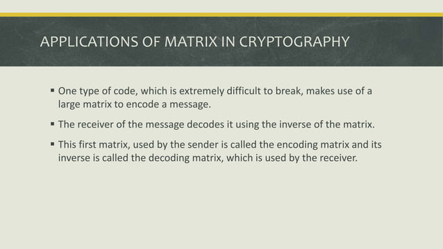 Application Of Matrices On Cryptography Ppt