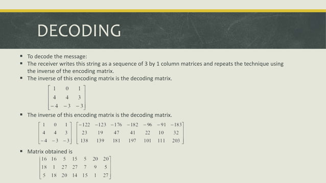 Application of Matrices on Cryptography | PPTX