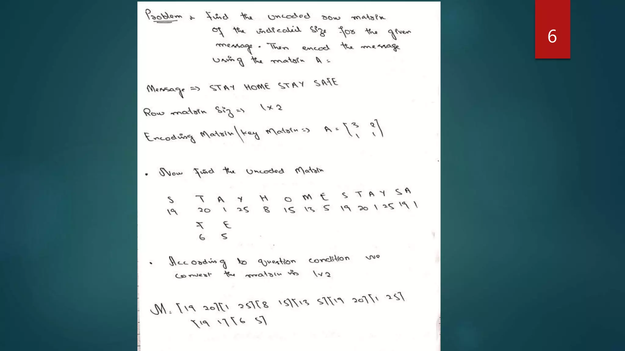 Application of matrix multiplication (cryptography) with solved problem ...