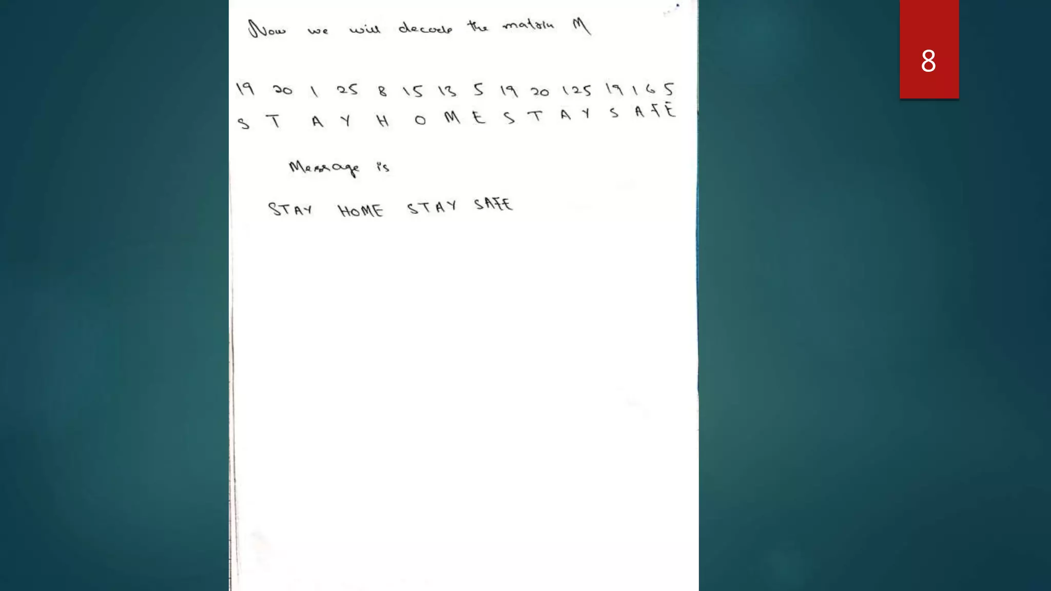 Application of matrix multiplication (cryptography) with solved problem ...