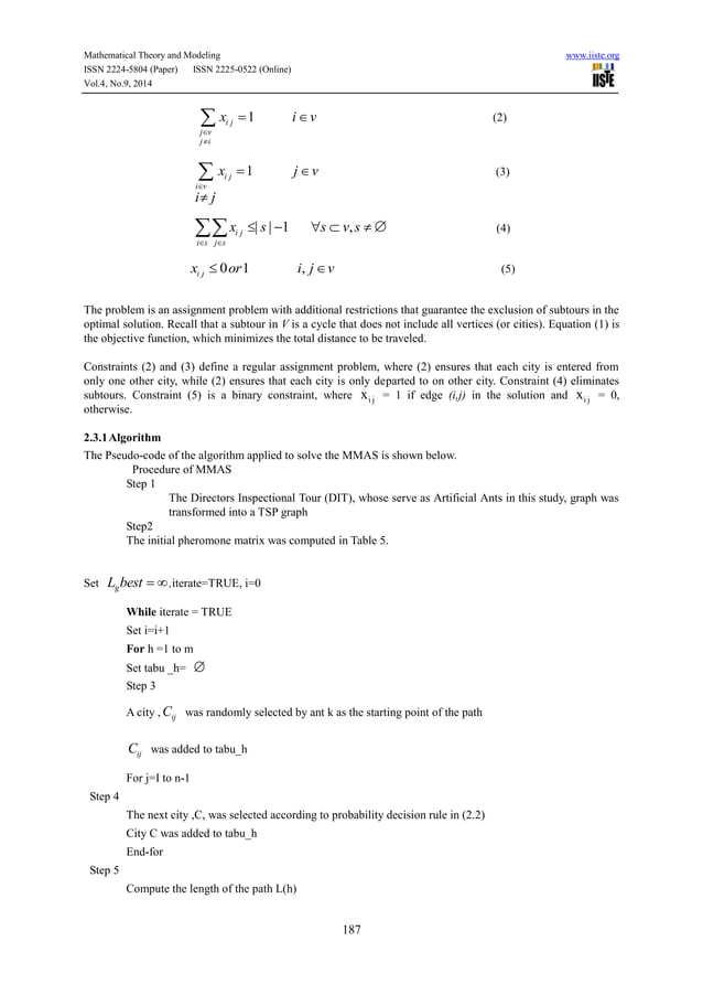 Application Of Max Min Ant System In Modelling The Inspectional Pdf