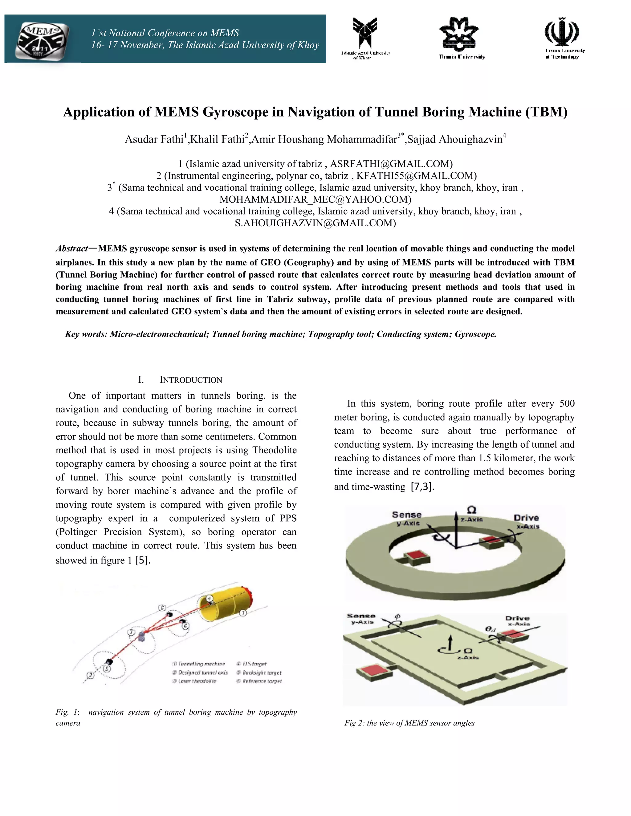 Application of mems gyroscope in navigation of tunnel boring machine | PDF | Auto Navigation ...