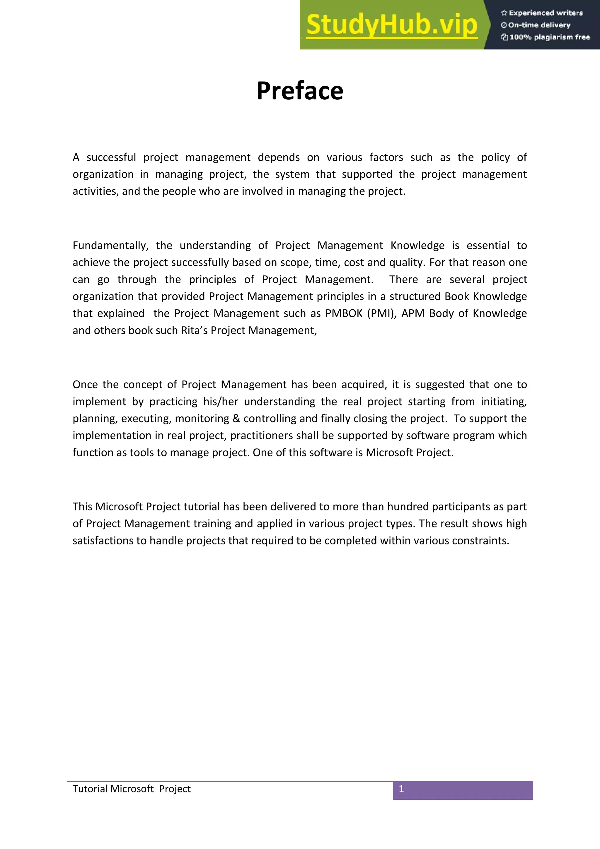 Application Of Microsoft Project To Manage Successful Project | PDF