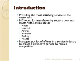 Application Of Mis In Service Sector | PPT