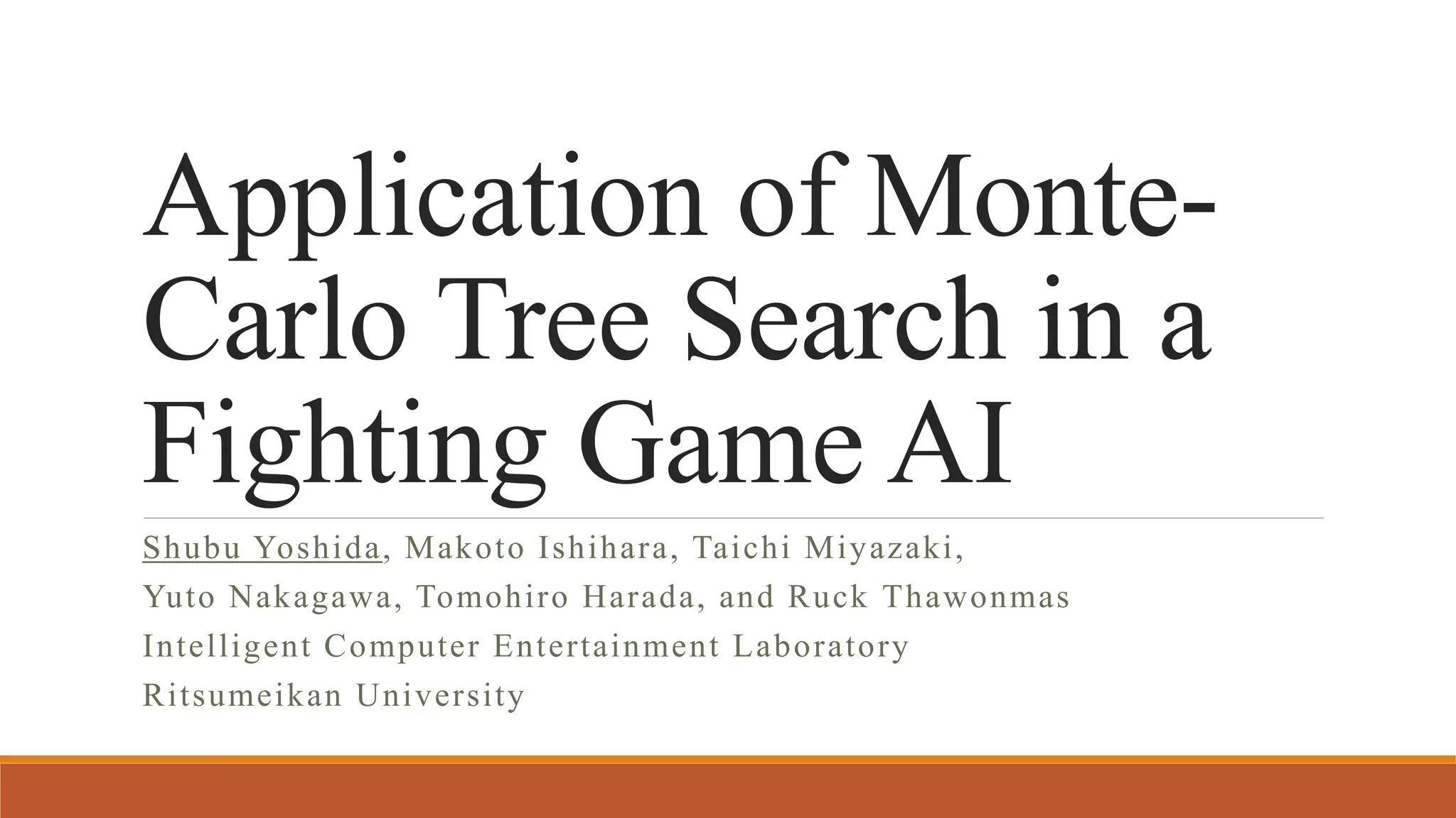 Application of Monte Carlo Tree Search in a Fighting Game AI (GCCE 2016 ...