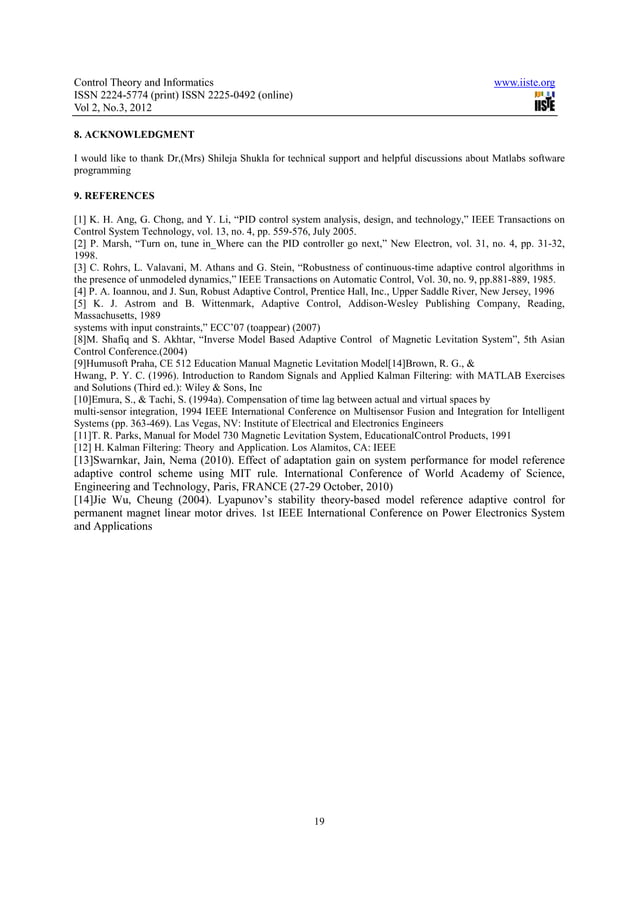 Application Of Mrac Techniques To The Pid Controller For Nonlinear