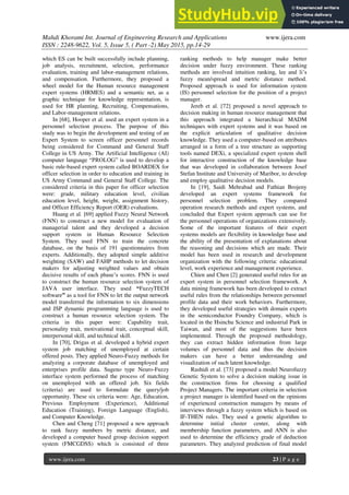 Application Of Multi Criteria Decision Making Approaches For Personnel Selection Problem A ...