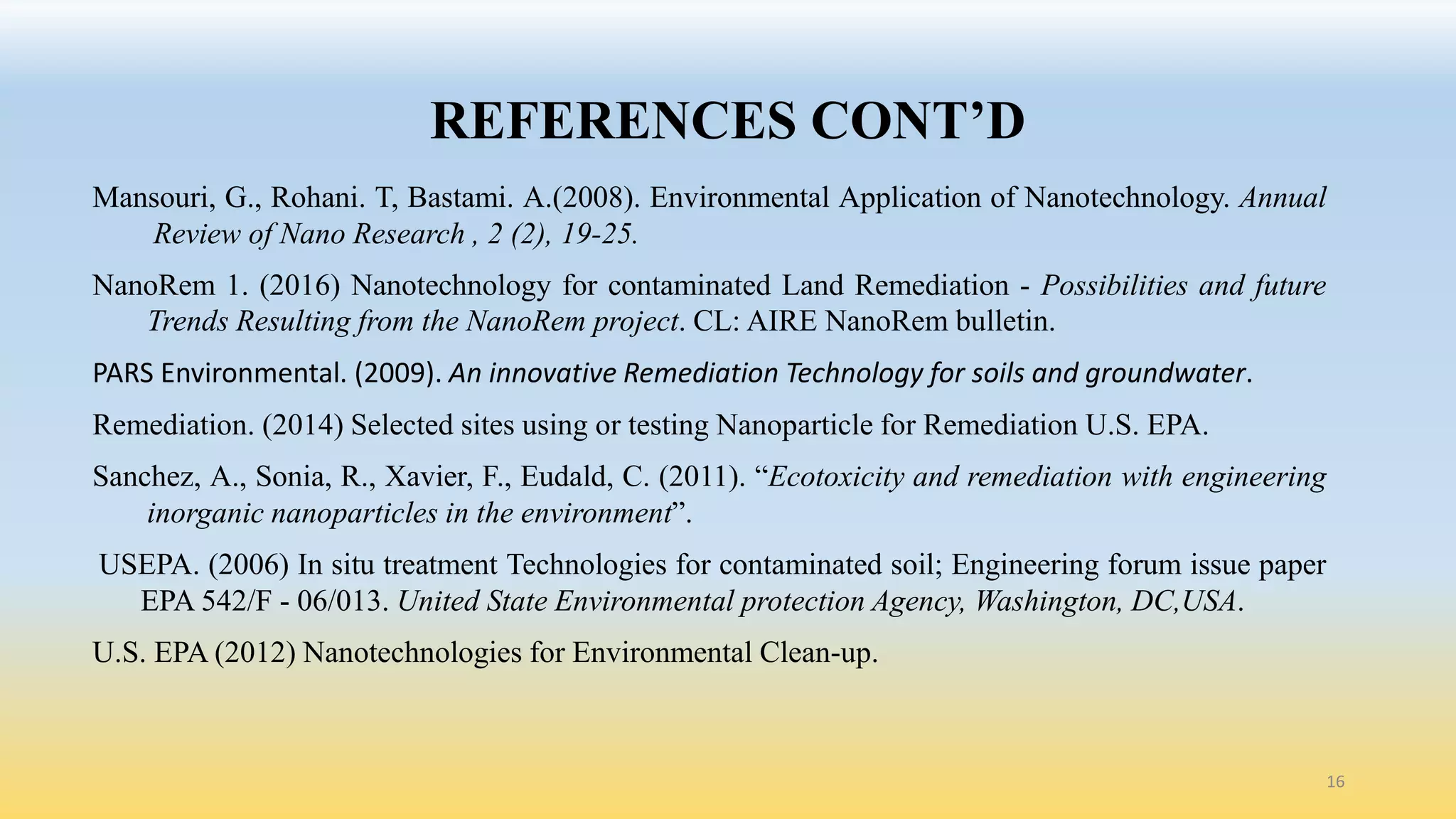 Application of Nanoparticles in Remediation of Crude Oil Contaminated ...