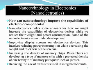 Application of nanotechnology | PPTX