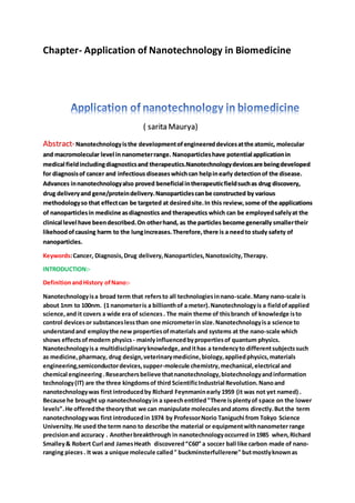 Application of nanotechnology in biomedicine | DOCX | Biotech and ...