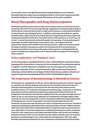 Application of nanotechnology in biomedicine | DOCX | Biotech and Biomedical Industry | Industries
