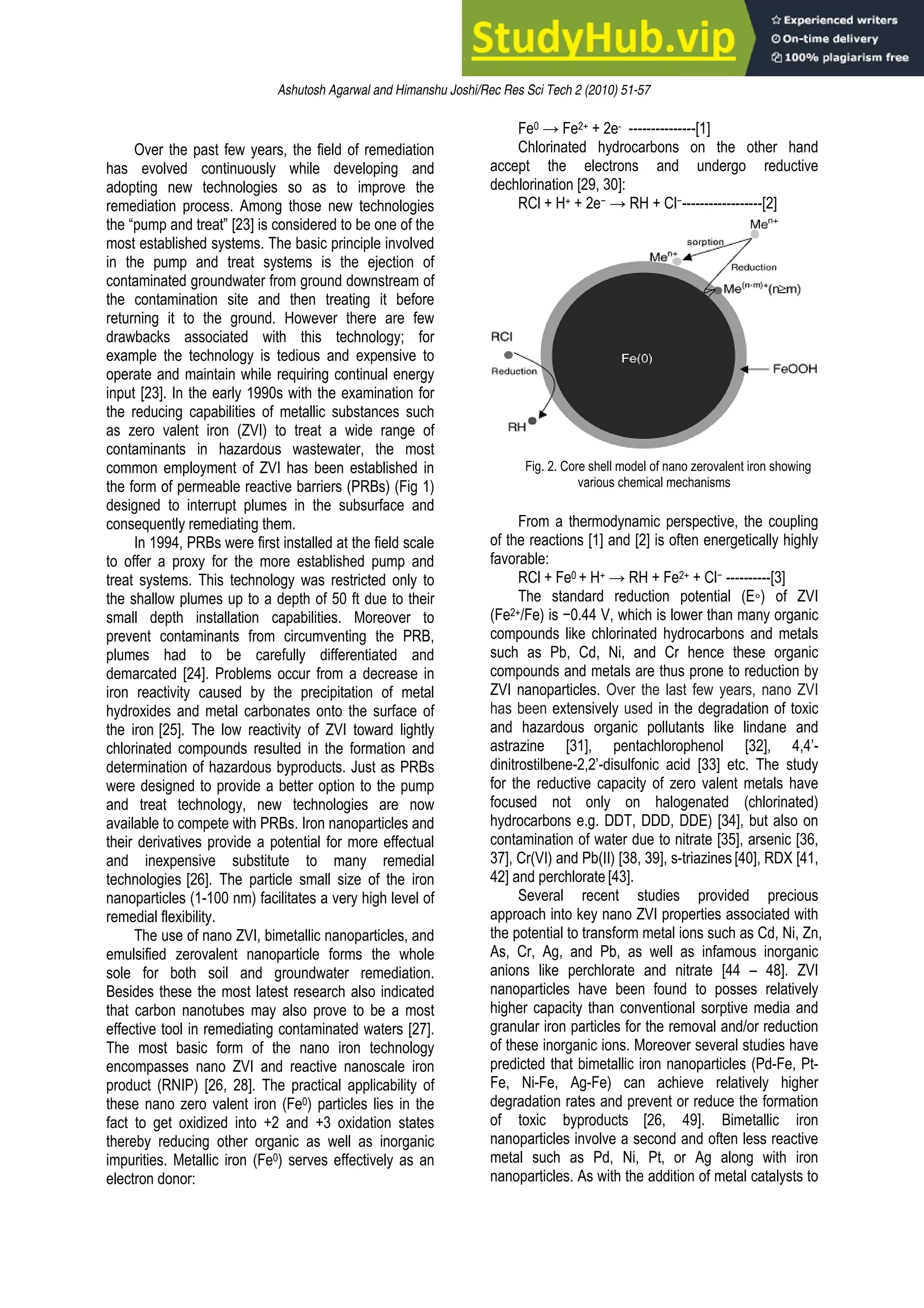 Application Of Nanotechnology In The Remediation Of Contaminated Groundwater A Short Review | PDF