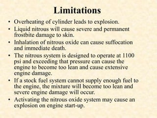 Application of nitrous oxide in automobiles ppt | PPT