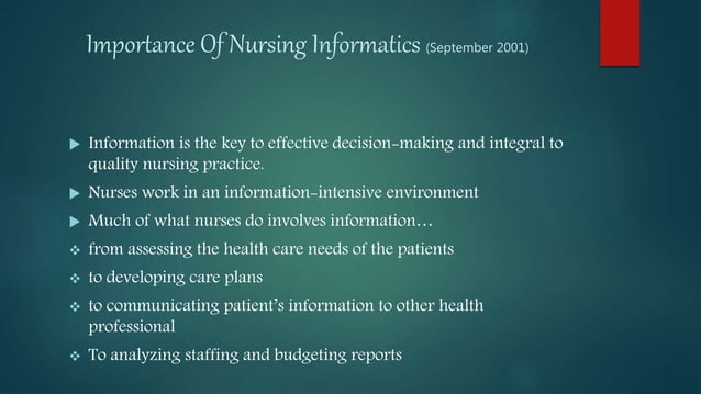 Application of nursing informatics | PPTX