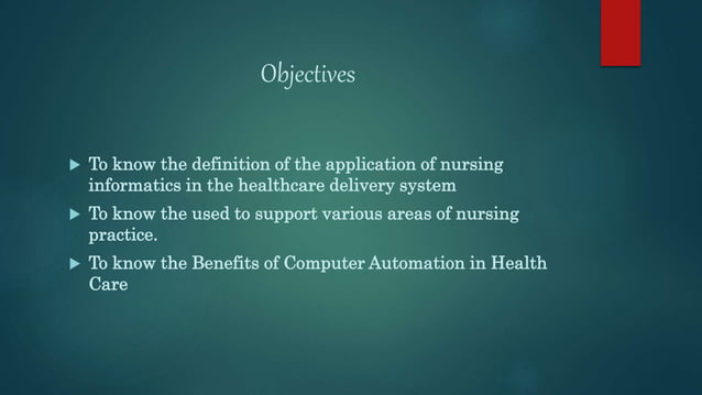 Application of nursing informatics | PPTX