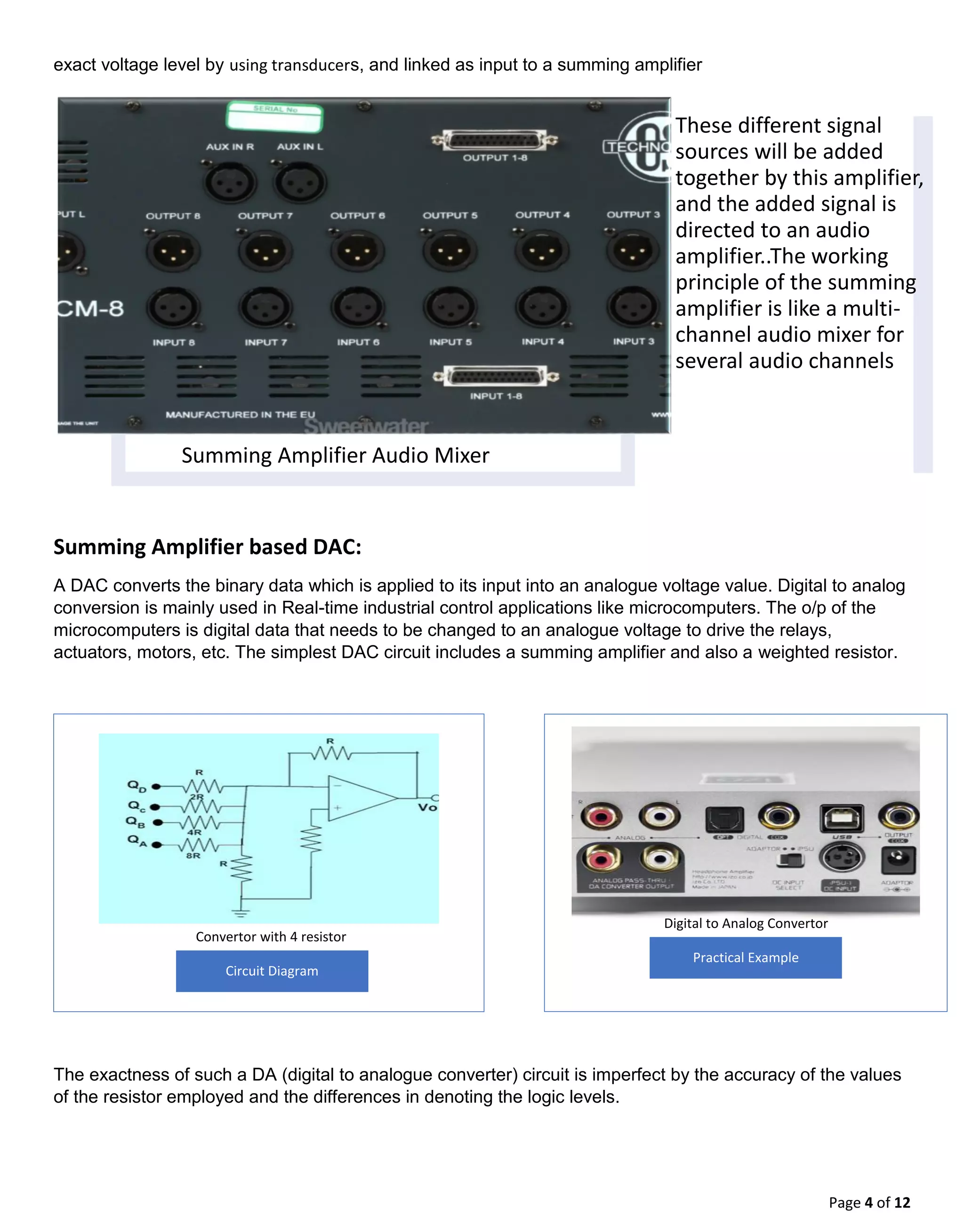 Application of operational amplifier | PDF