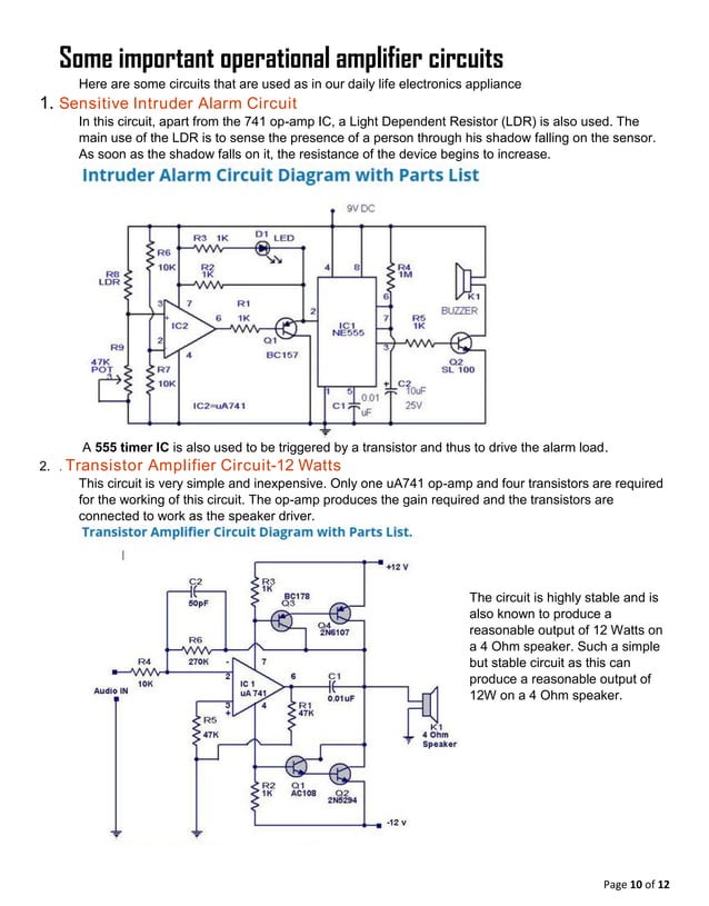 Application of operational amplifier | PDF
