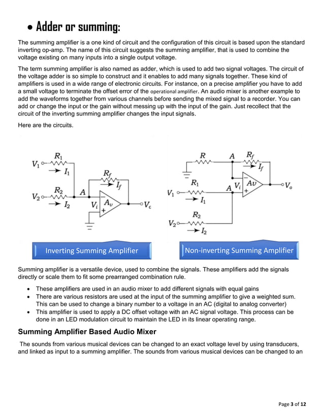 Application of operational amplifier | PDF