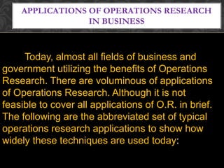 Application of Operations Research | PPTX
