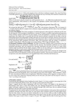 Application of ordinal logistic regression in the study of students ...