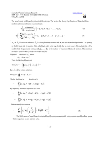 Application of ordinal logistic to pregnancy outcomes | PDF
