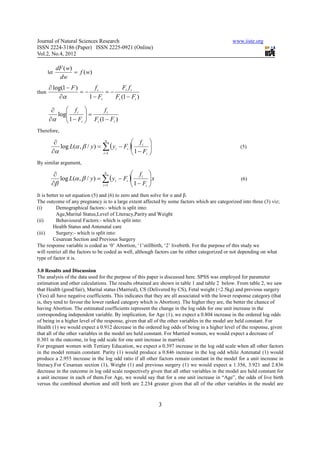 Application of ordinal logistic to pregnancy outcomes | PDF