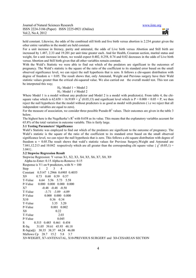Application of ordinal logistic to pregnancy outcomes | PDF