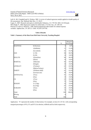 Application of ordinal logistic to pregnancy outcomes | PDF