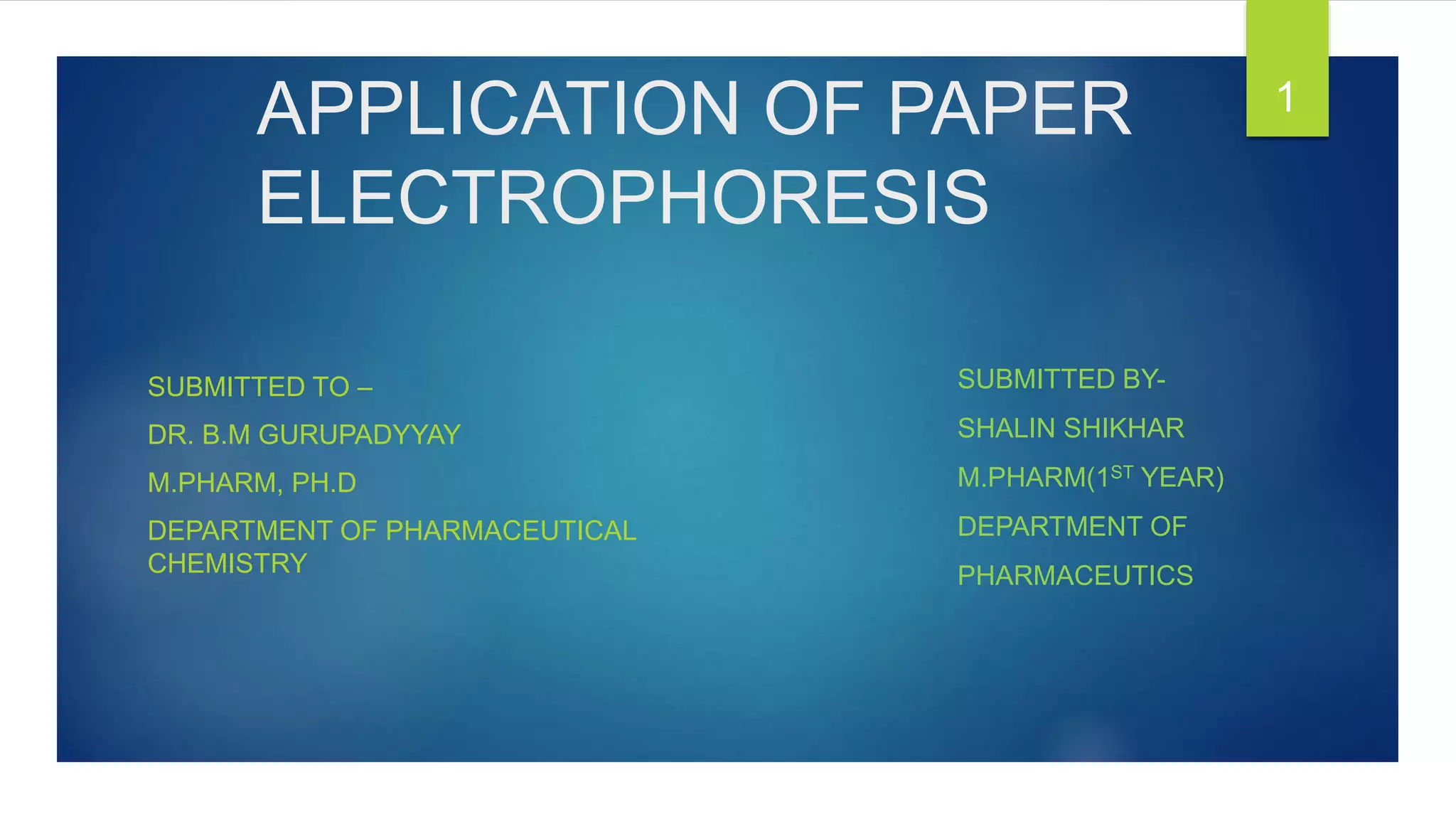 Application of paper electrophoresis | PPTX